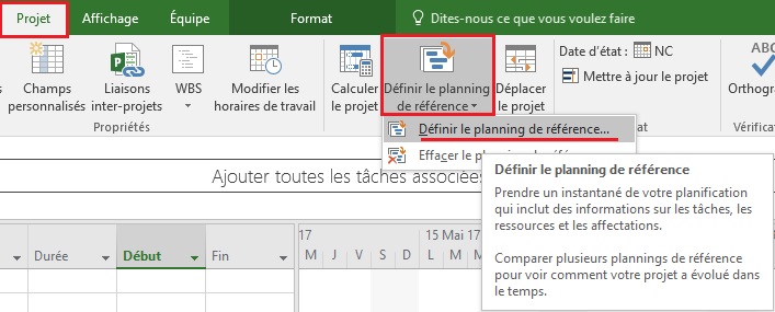 Ms Project : Enregistrer une planification de référence - apcpedagogie