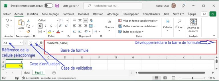 La barre de formule d’Excel – apcpedagogie