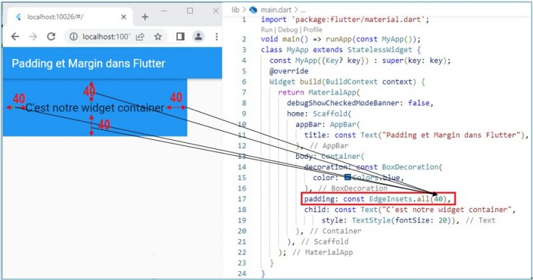 Ajouter Padding et Margin sur le widget de texte dans Flutter – apcpedagogie