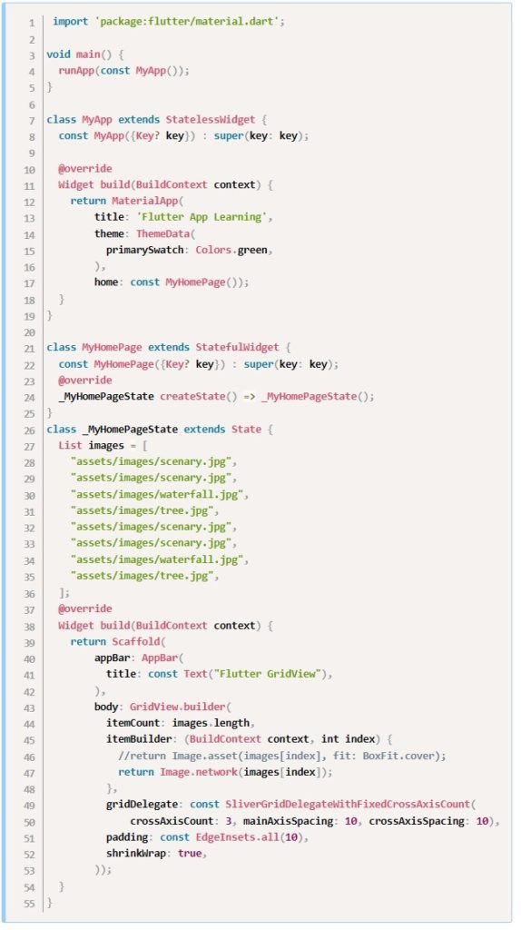 Utiliser GridView dans Flutter – apcpedagogie
