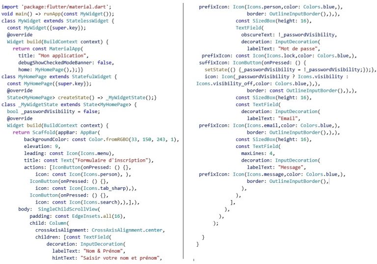 TP6 Créer une application Flutter avec un formulaire d’inscription – apcpedagogie